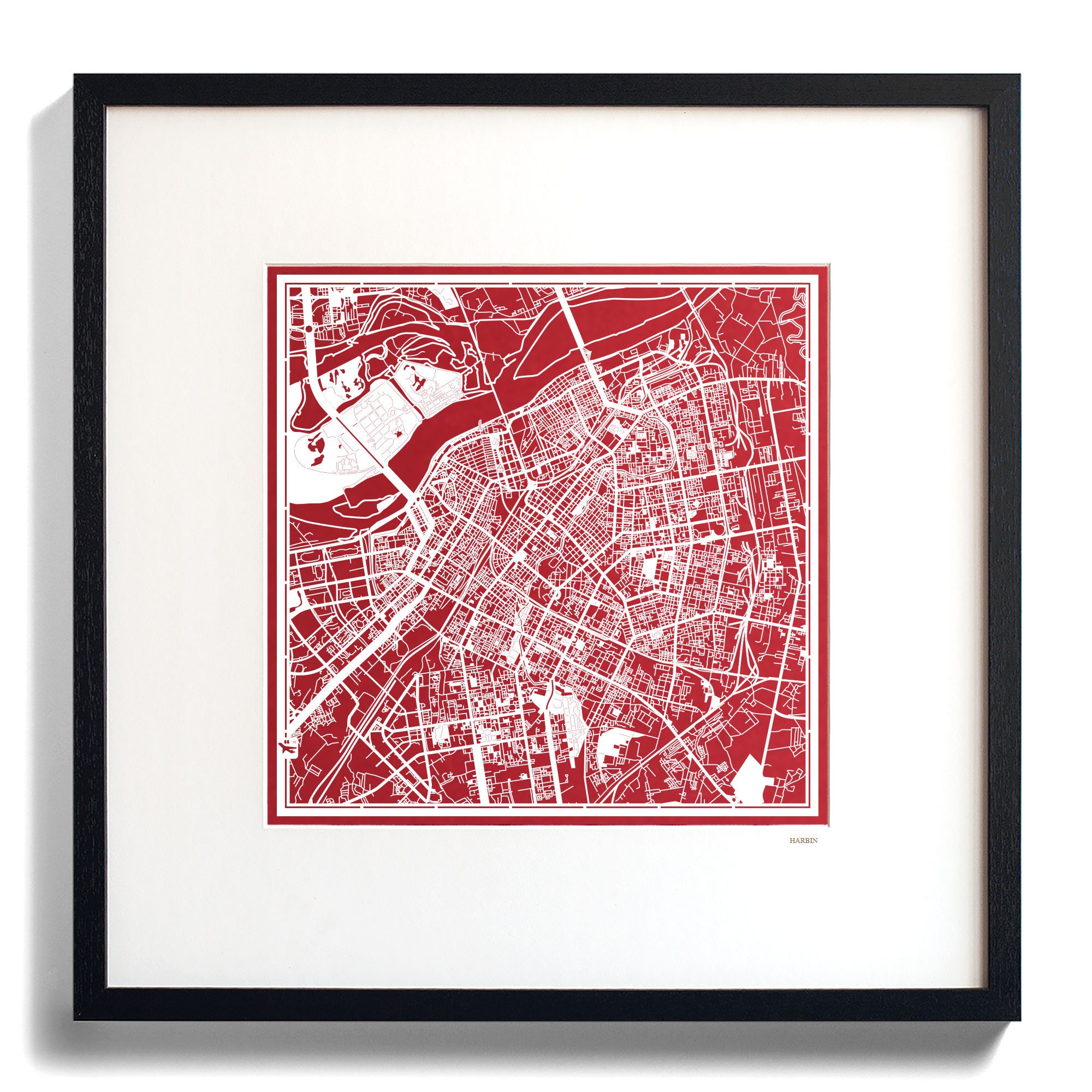 Harbin / Changchun Paper Cut Map 12×12 In. Paper Art IDEAL GIFTS - Etsy