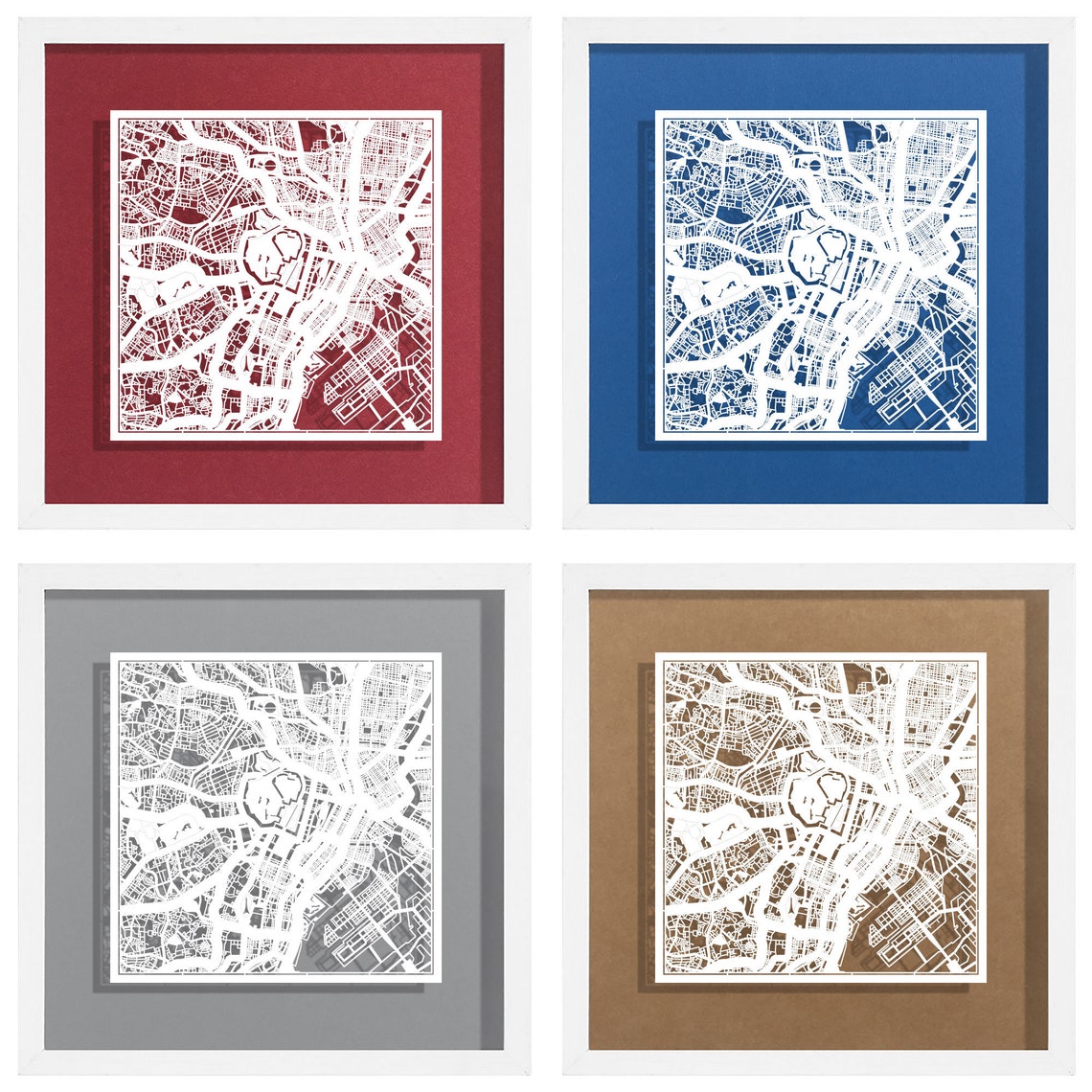 Tokyo Paper Cut Map Framed White Map White Frame 9x9 | Etsy