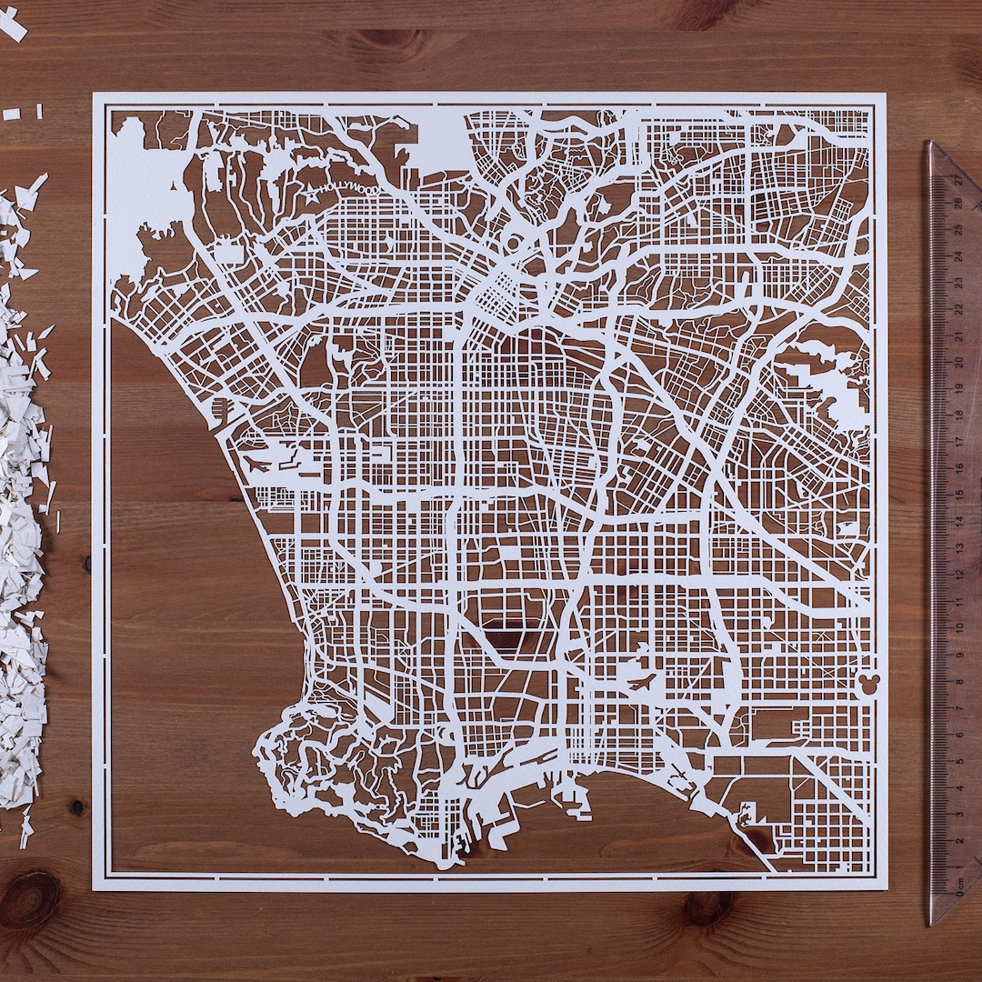 Paper Cut Map Los Angeles, 12×12 In. Paper Art IDEAL GIFTS - Etsy