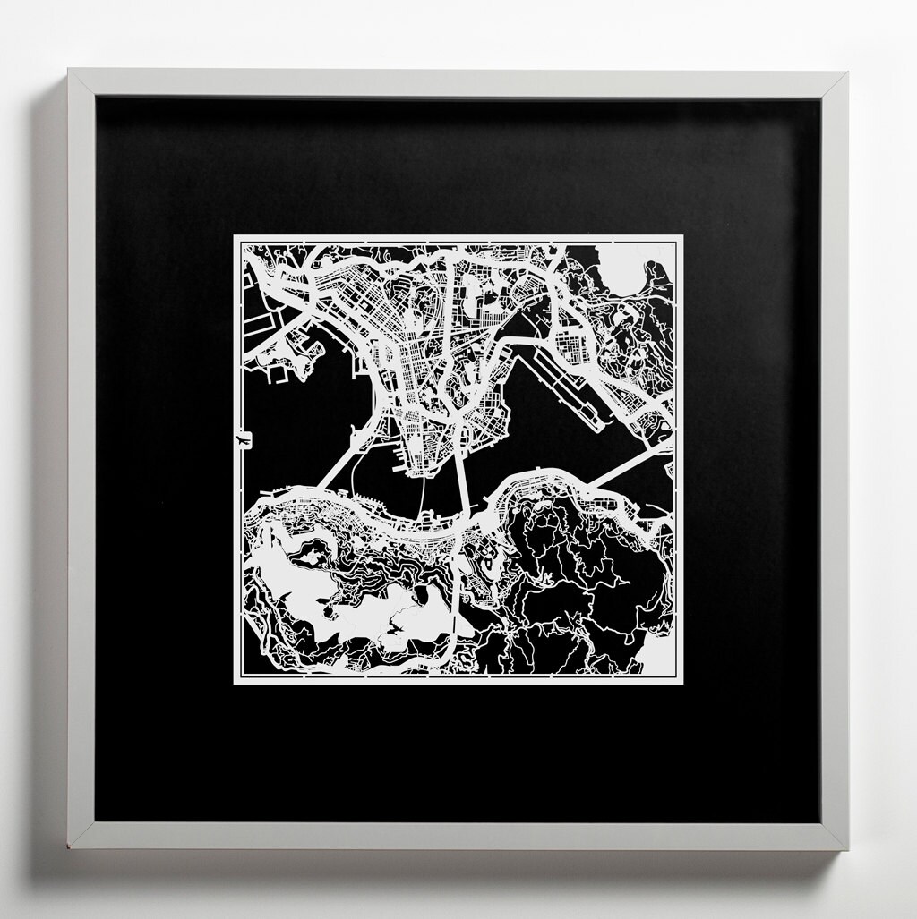 Hong Kong / Shenzhen Paper Cut Map 1212 In. Paper Art IDEAL - Etsy