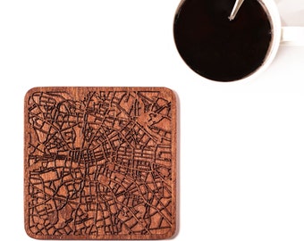 Philadelphia Map Coaster One Piece Sapele Wooden Coaster | Etsy