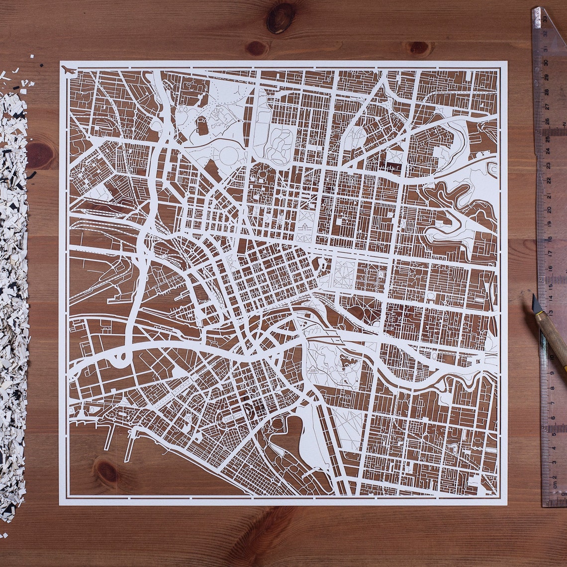 Melbourne / Canberra Paper Cut Map, 12×12 In. Paper Art IDEAL GIFTS - Etsy
