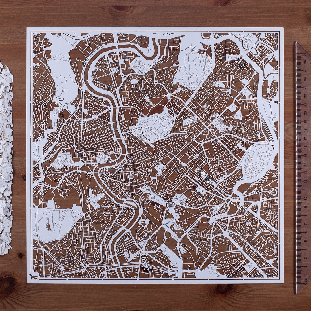Paper Cut Map Rome 12×12 In. Paper Art IDEAL GIFTS - Etsy
