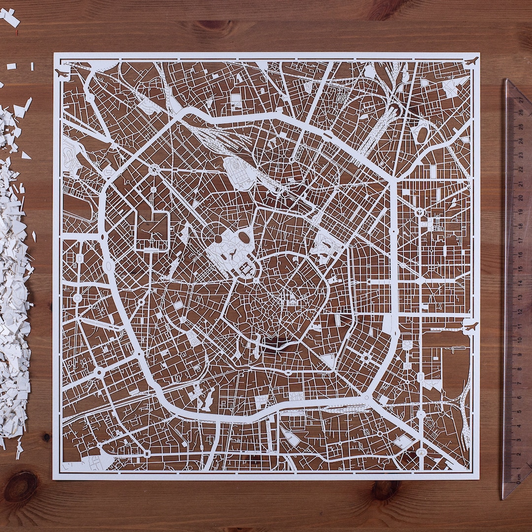 Paper Cut Map Milan 12×12 In. Paper Art IDEAL GIFTS - Etsy