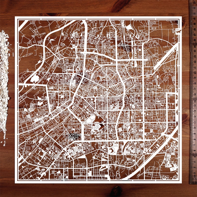 Harbin / Changchun Paper Cut Map 12×12 In. Paper Art IDEAL GIFTS - Etsy