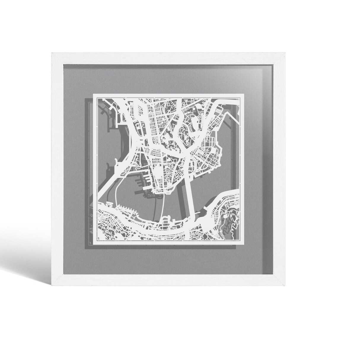 Hong Kong Paper Cut Map Framed White Map White Frame 9x9 - Etsy
