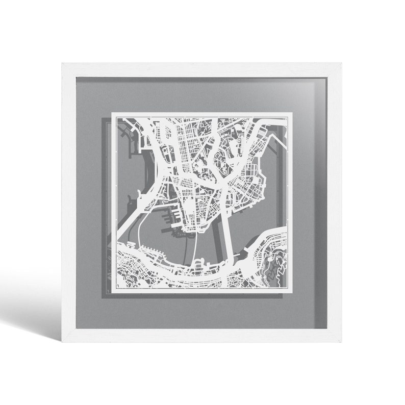 Hong Kong Paper Cut Map Framed White Map White Frame 9x9 - Etsy