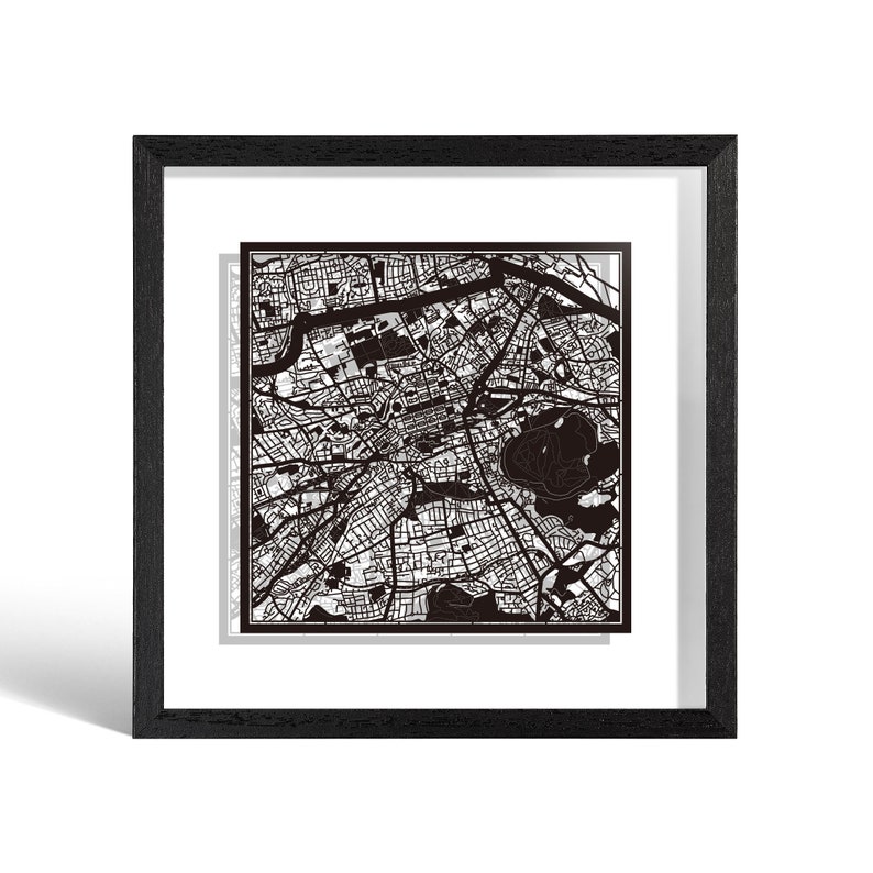 Edinburgh Paper Cut Map Framed White Map White Frame 9x9 - Etsy