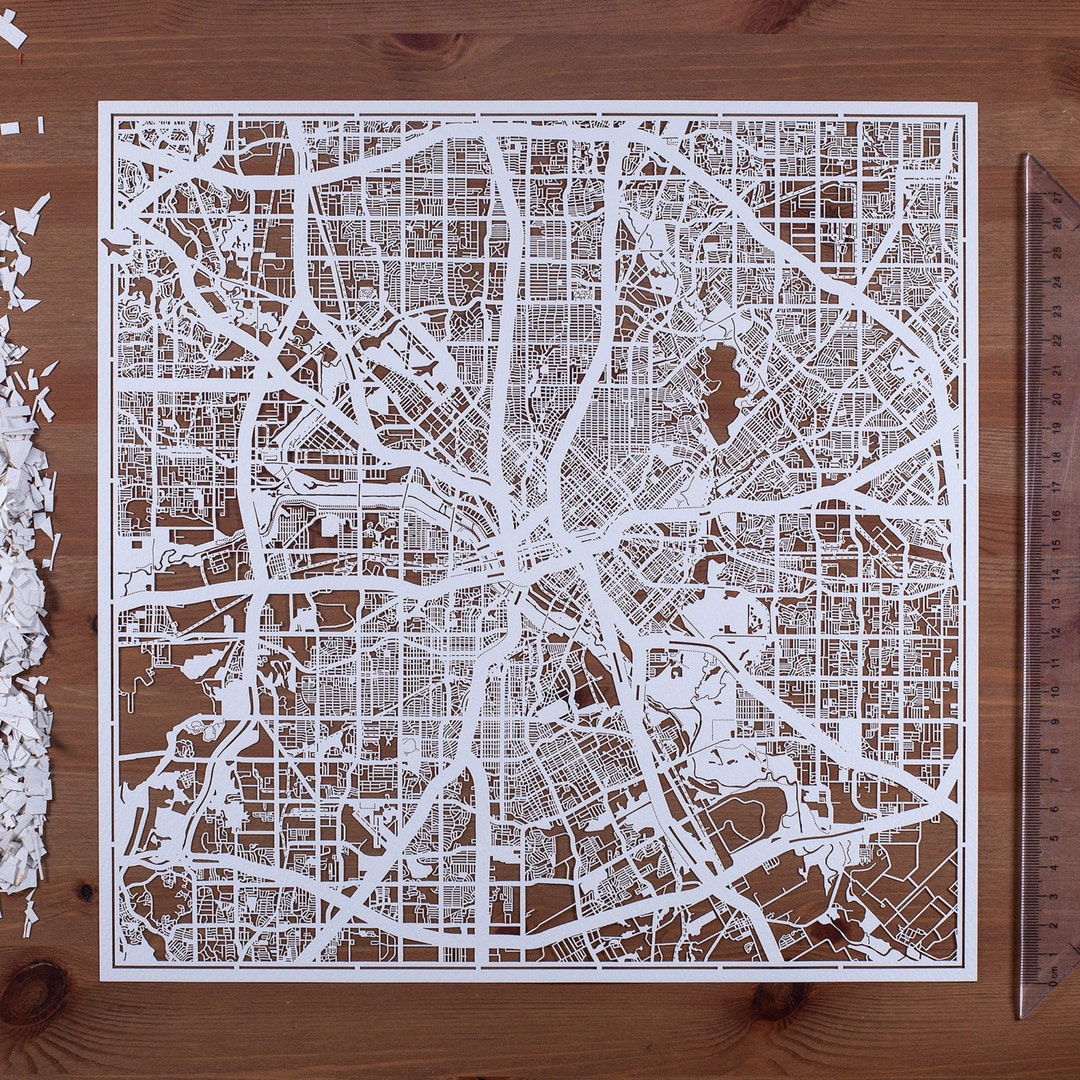 Paper Cut Map Dallas 12×12 In. Paper Art IDEAL GIFTS - Etsy
