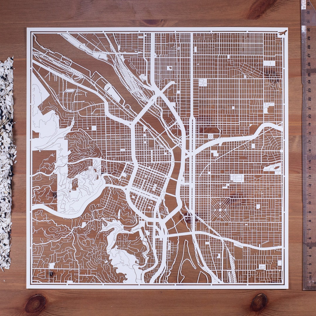 Paper Cut Map Portland 12×12 In. Paper Art IDEAL GIFTS - Etsy
