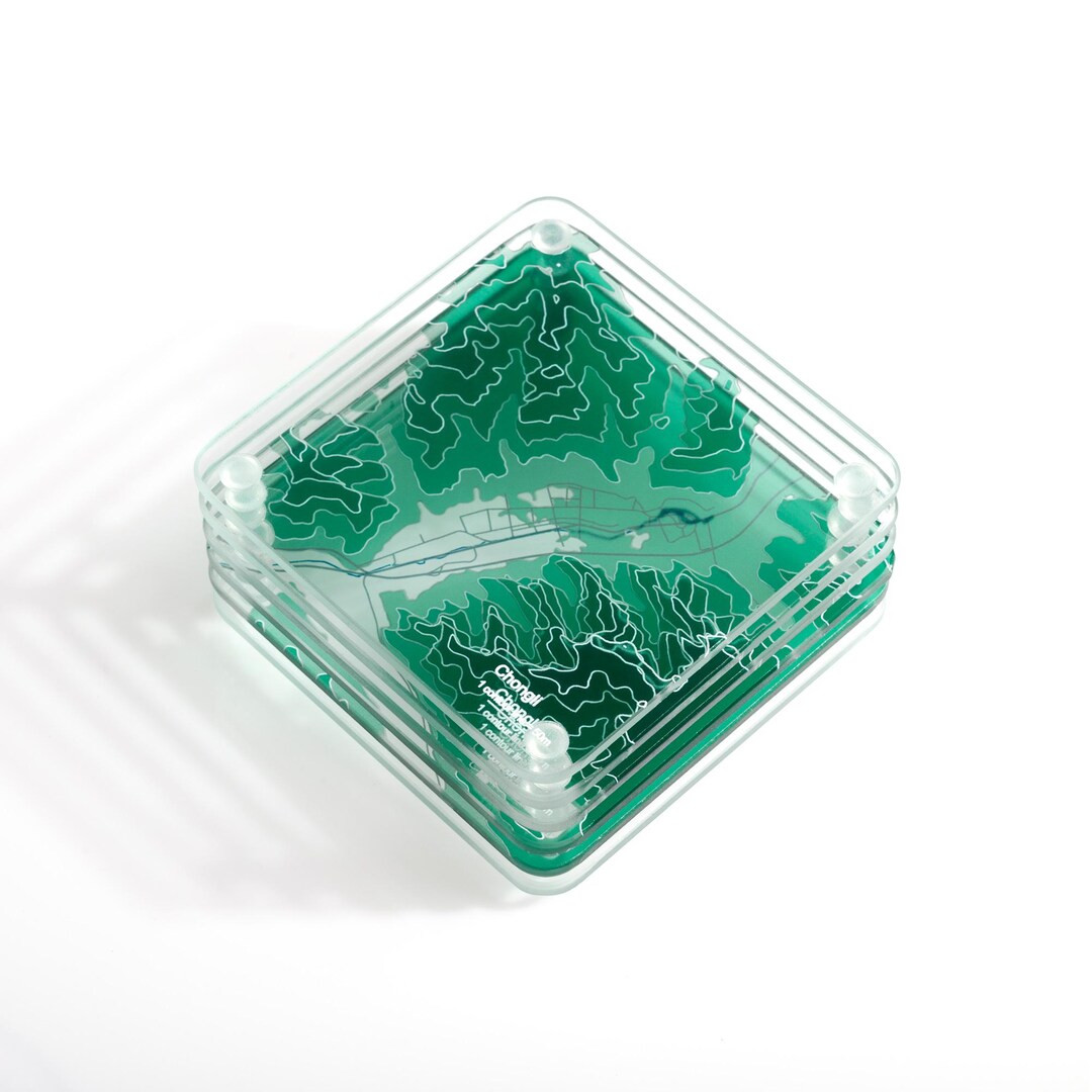 Chongli, HB / Xiangshan, BJ 3D Contour Map Glass Drink Coasters of ...