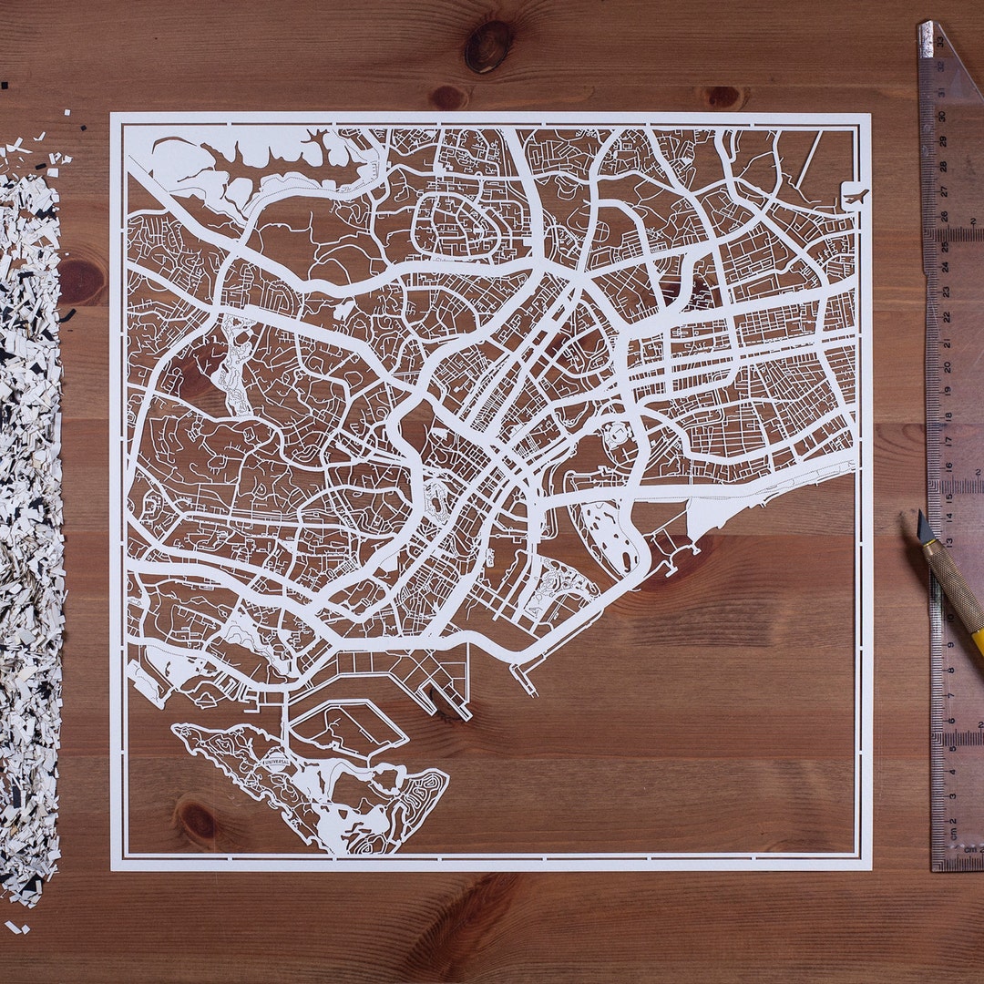 Singapore / Kuala Lumpur, Paper Cut Map 12×12 In. Paper Art IDEAL GIFTS ...