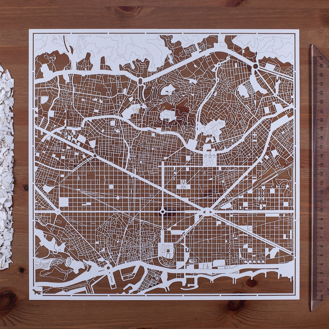 Paper Cut Map Barcelona, 12×12 In. Paper Art IDEAL GIFTS - Etsy