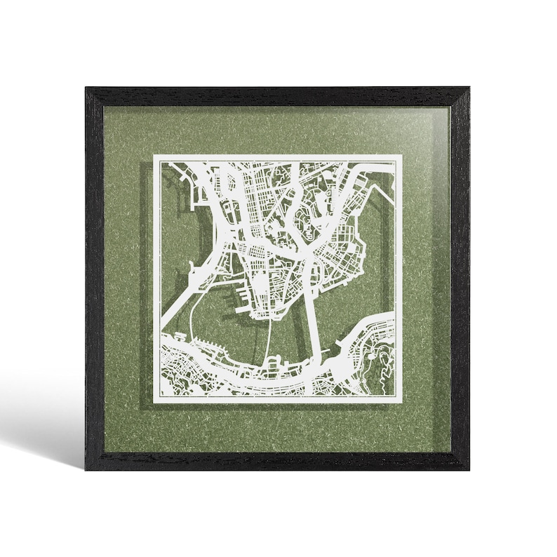 Hong Kong Paper Cut Map Framed, White Map, White Frame, 9x9 Inches ...