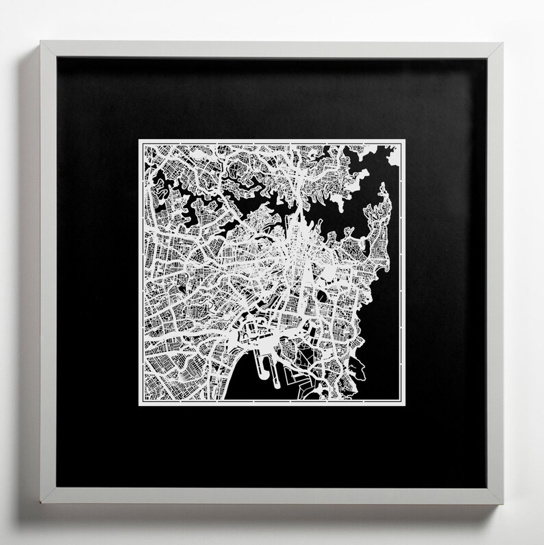 Sydney /brisbane Paper Cut Map 12×12 In. Paper Art IDEAL GIFTS - Etsy