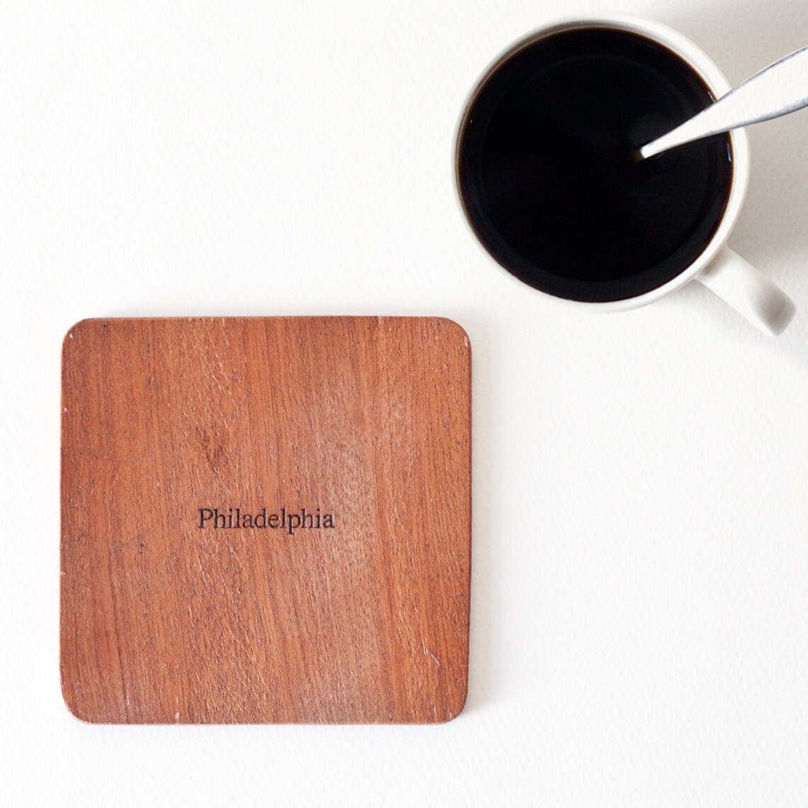 Philadelphia Map Coaster One Piece Sapele Wooden Coaster - Etsy