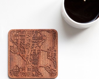Philadelphia Map Coaster One Piece Sapele Wooden Coaster | Etsy