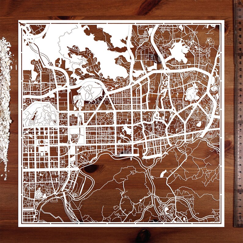 Hong Kong / Shenzhen Paper Cut Map 1212 In. Paper Art IDEAL - Etsy