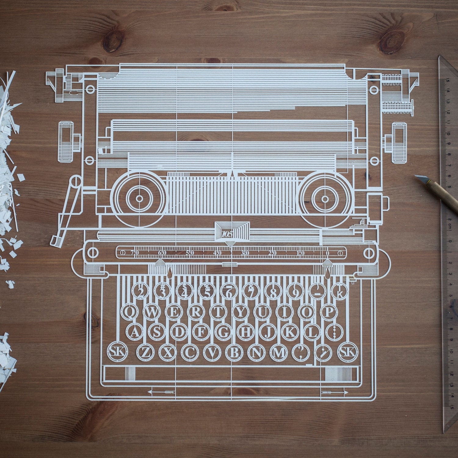 Paper-cut Antique Typewriter 18 In. Framed Original Size - Etsy
