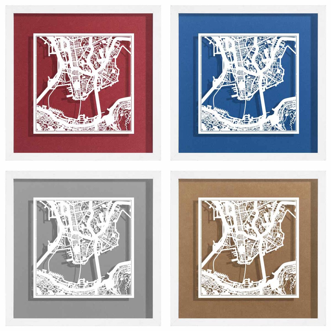 Hong Kong Paper Cut Map Framed White Map White Frame 9x9 - Etsy