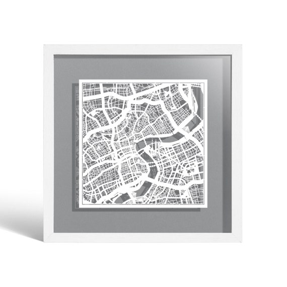 Shanghai Paper Cut Map Framed White Map White Frame 9x9 | Etsy