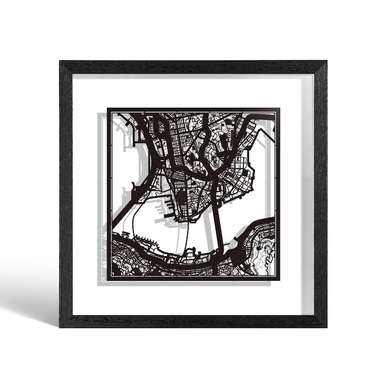 Hong Kong Paper Cut Map Framed White Map White Frame 9x9 - Etsy