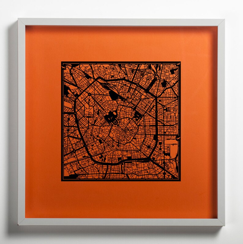 Paper Cut Map Milan 12×12 In. Paper Art IDEAL GIFTS - Etsy