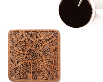 Istanbul Map Coaster One Piece Sapele Wooden Coaster With | Etsy