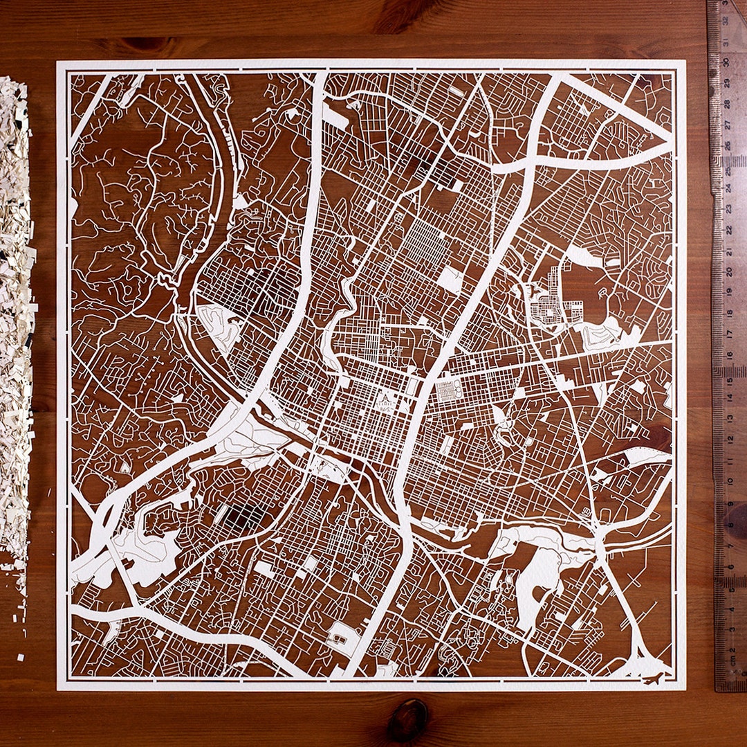 Paper Cut Map Austin 1212 In. Paper Art IDEAL GIFTS - Etsy
