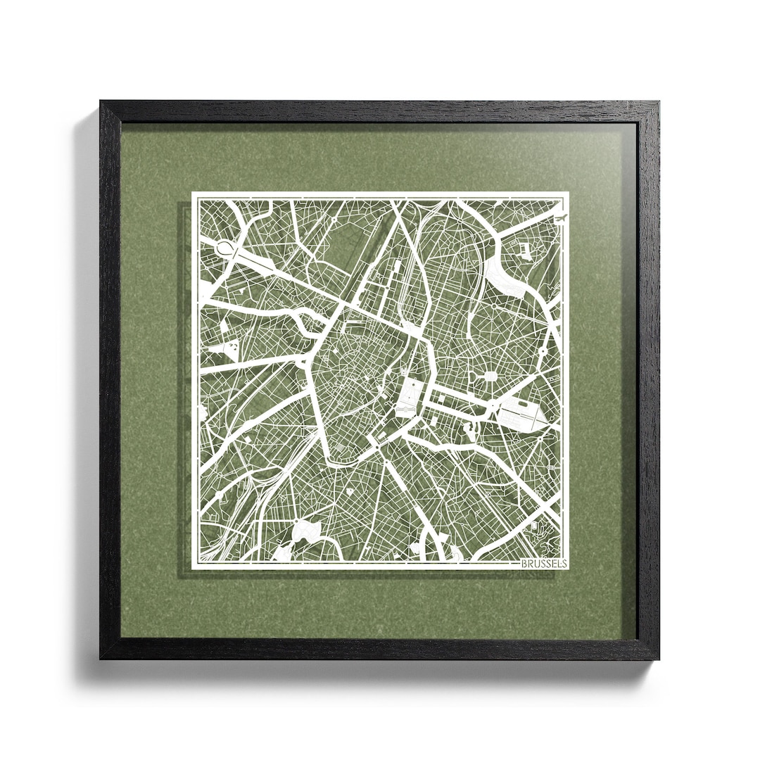 Brussels / Antwerp Paper Cut Map Brussels, 3D Framed 18x18 Inches, Gift ...