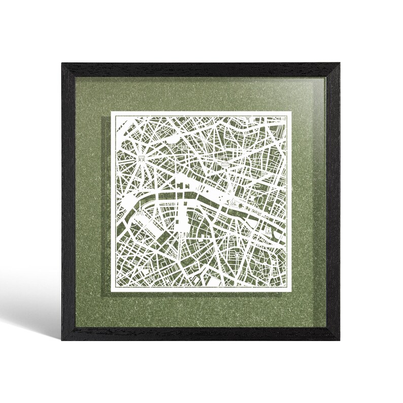 Paris Paper Cut Map Framed White Map White Frame 9x9 - Etsy