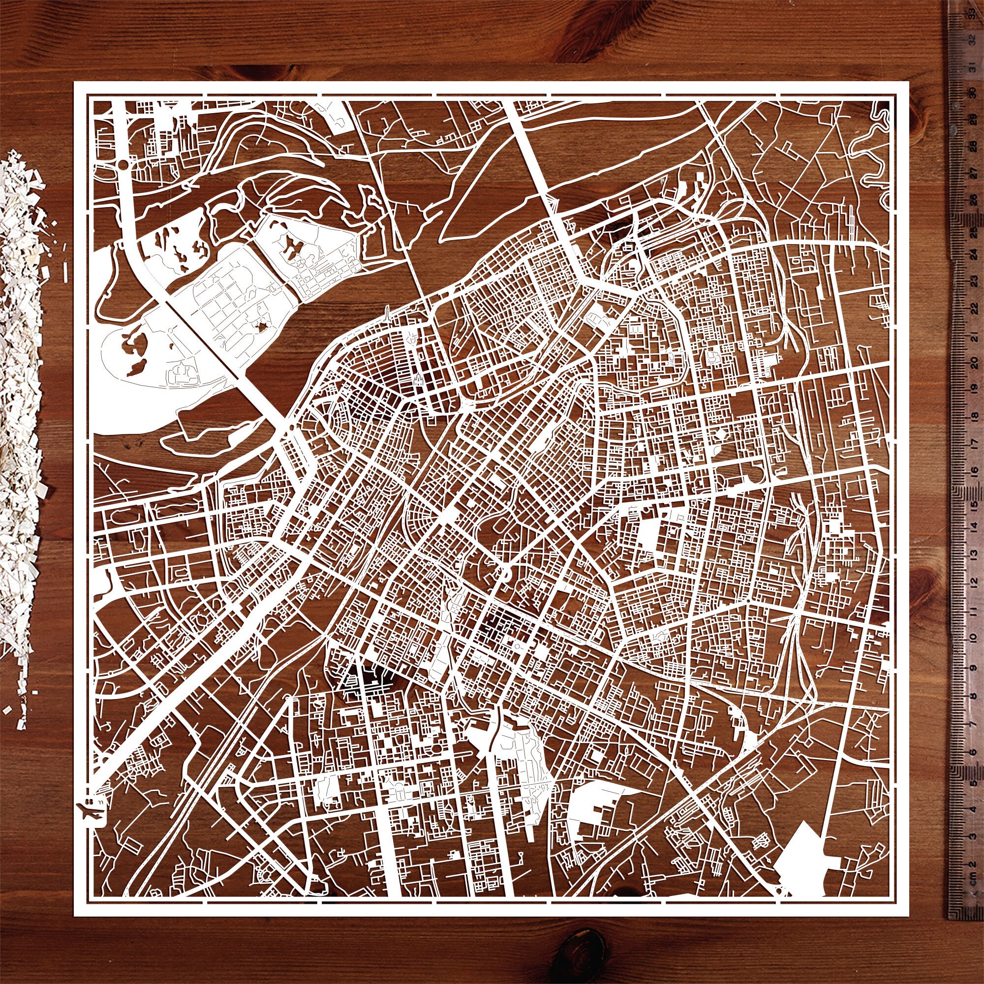 Harbin / Changchun Paper Cut Map 12×12 In. Paper Art IDEAL GIFTS - Etsy