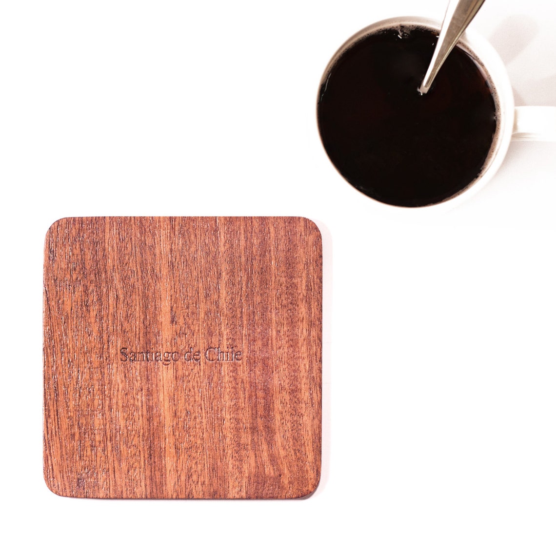 Santiago De Chile Map Coaster One Piece Sapele Wooden - Etsy