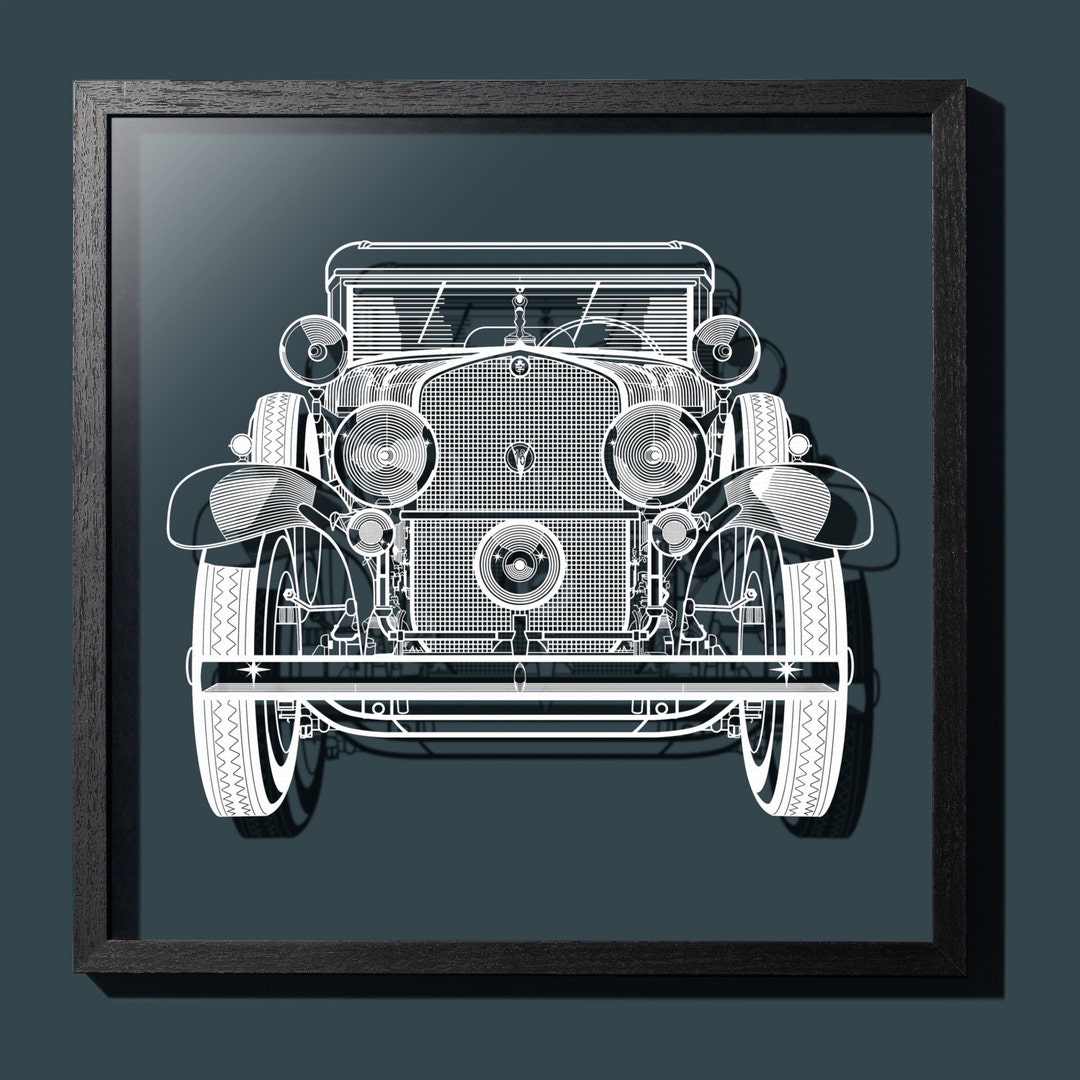 Paper-cut Antique Car 18 In. Framed, Original Size, Paper Art IDEAL ...