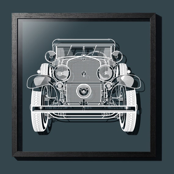 Paper-cut Antique Car 18 In. Framed Original Size Paper Art - Etsy