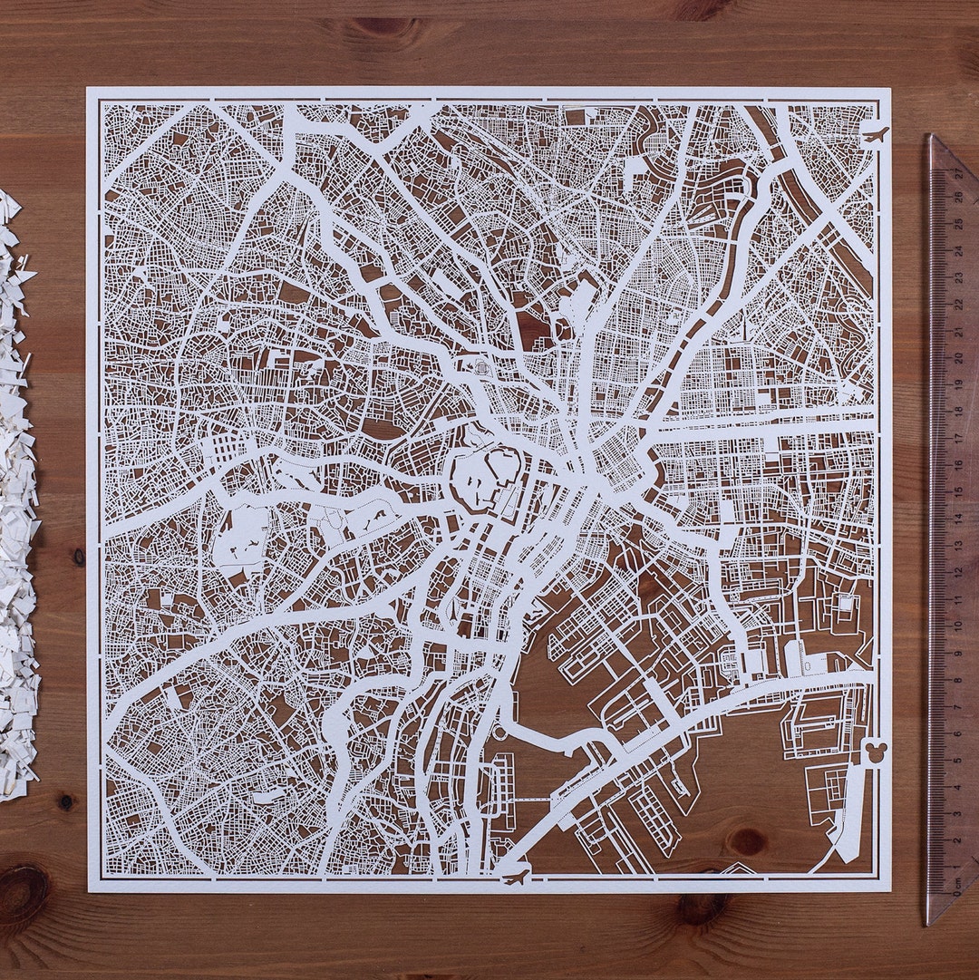 Paper Cut Map Tokyo 12×12 In. Paper Art IDEAL GIFTS - Etsy