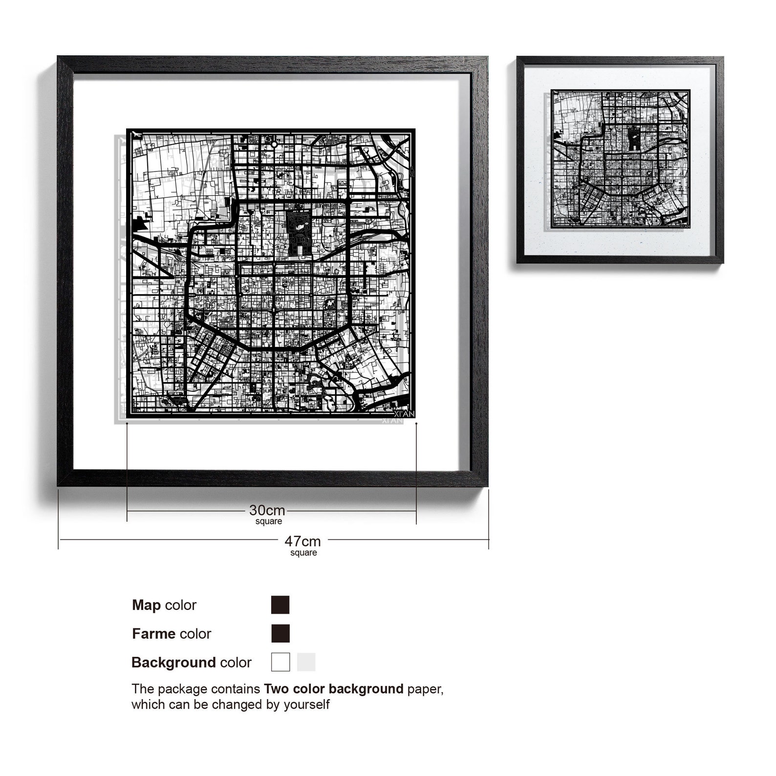 Xi'an / Taiyuan Paper Cut Map 3D Framed 18x18 Inches - Etsy
