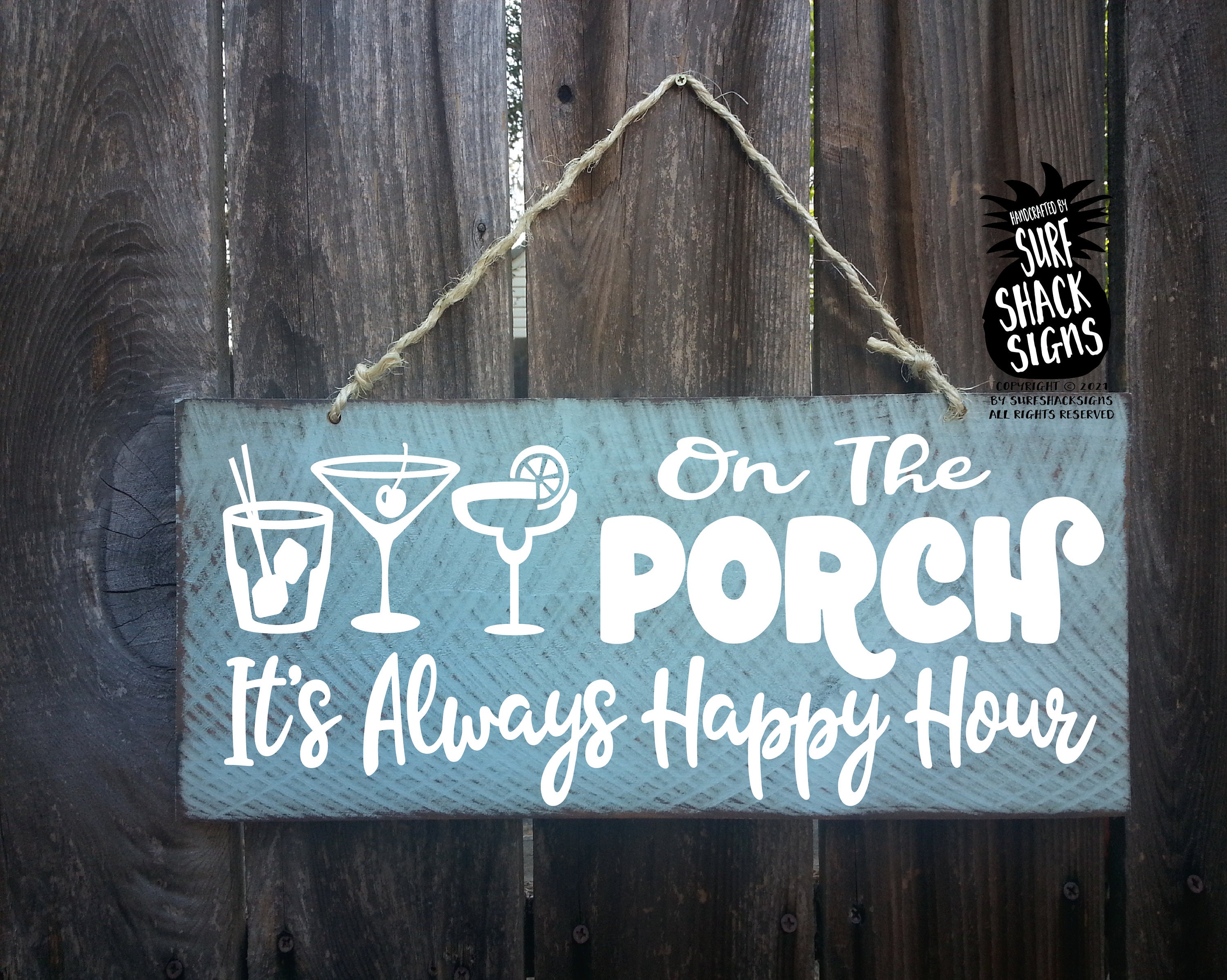 On the Porch It's Always Happy Hour Funny Porch Sign Front Porch Sign ...
