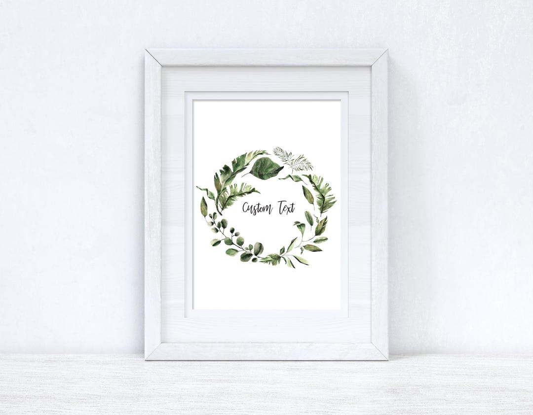 Custom Wording Watercolour Greenery Wreath Bedroom Home Kitchen Living ...