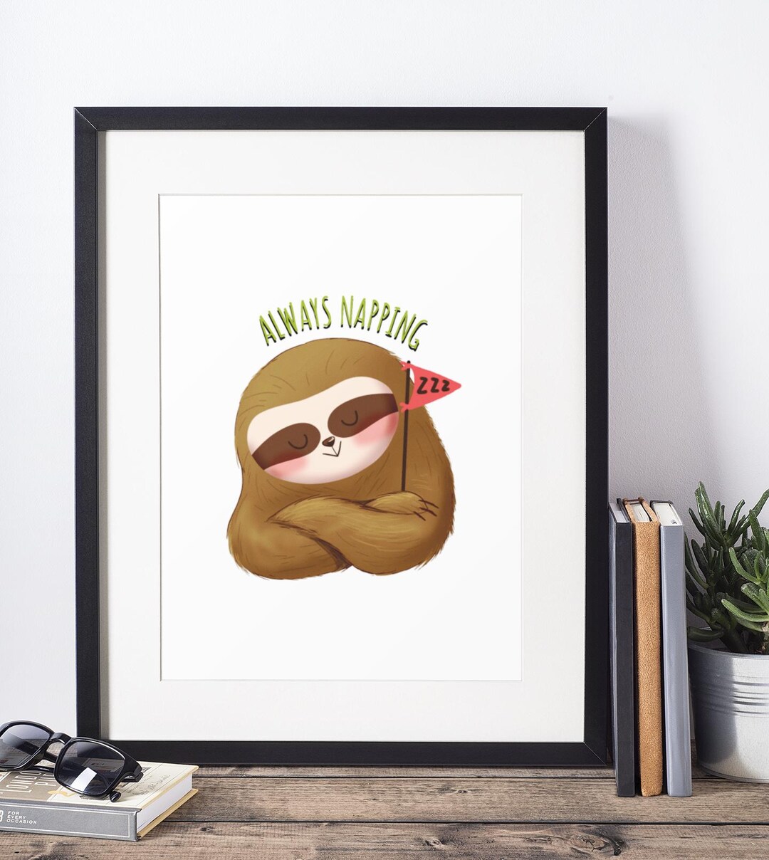 Always Napping Sloth Humorous Home Modern Wall Art Print Unframed ...