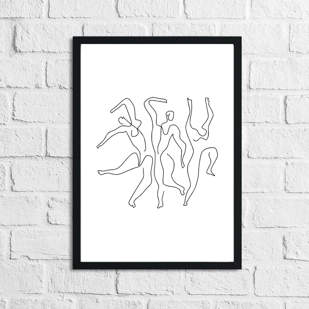 Dancing Bodies Fine Line Work Bedroom Home Bathroom Modern Wall Art ...