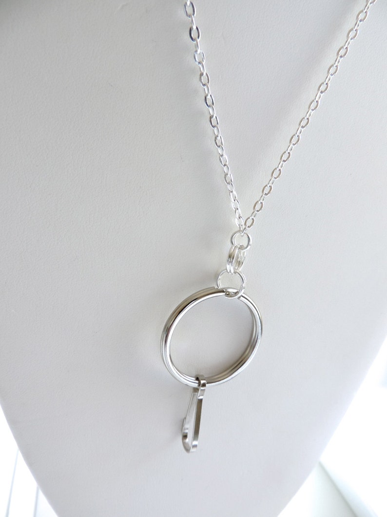 Silver ID Badge Clip Holder Silver KeyChain Lanyard Chain Id | Etsy