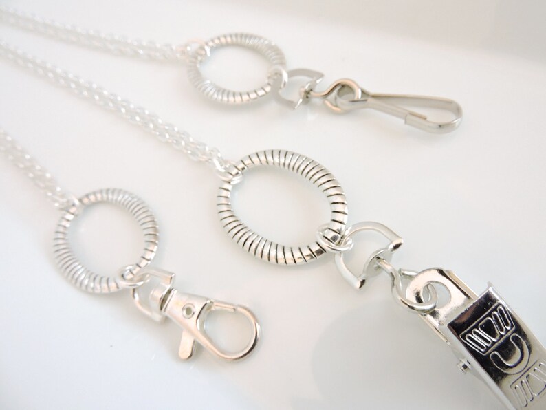 Lovely Oval ID Badge Holder Silver Chain Lanyard Chain Id - Etsy