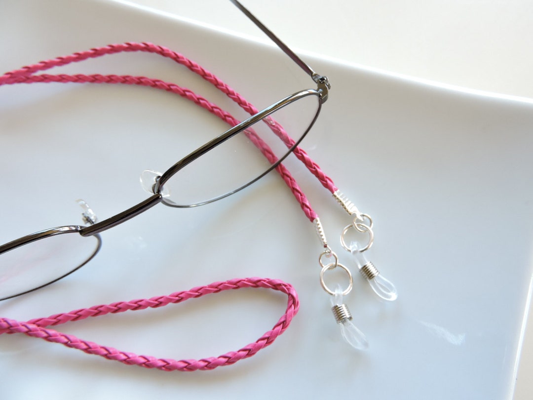 Braided Leather Pink Eyeglass Chain - Chain Reading Glassess Holders ...