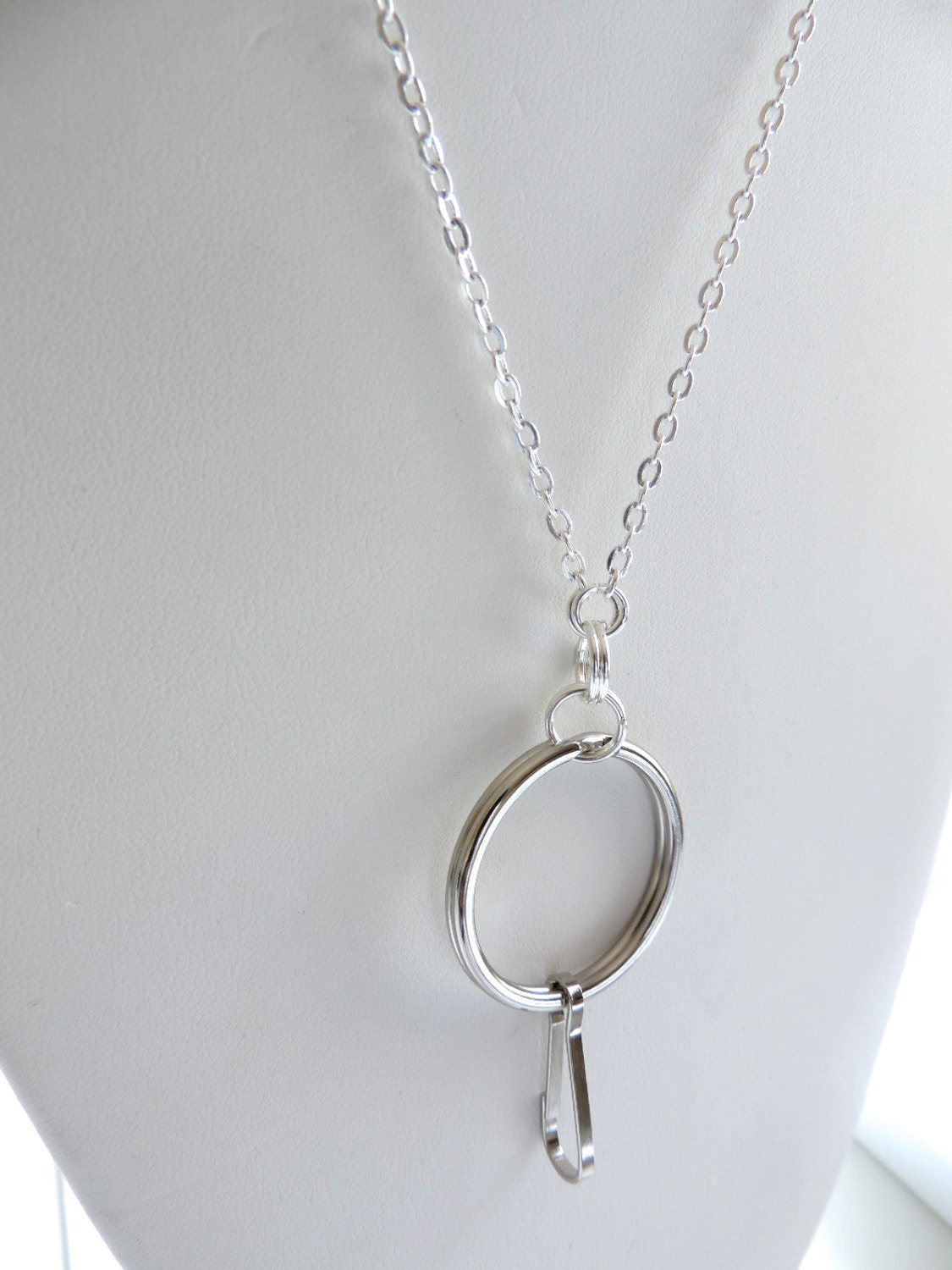 Silver ID Badge Clip Holder Silver KeyChain Lanyard Chain Id | Etsy