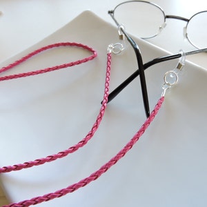 Braided Leather Pink Eyeglass Chain - Chain Reading Glassess Holders ...