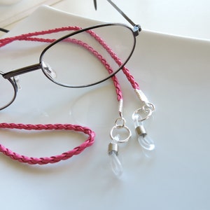 Braided Leather Pink Eyeglass Chain - Chain Reading Glassess Holders ...