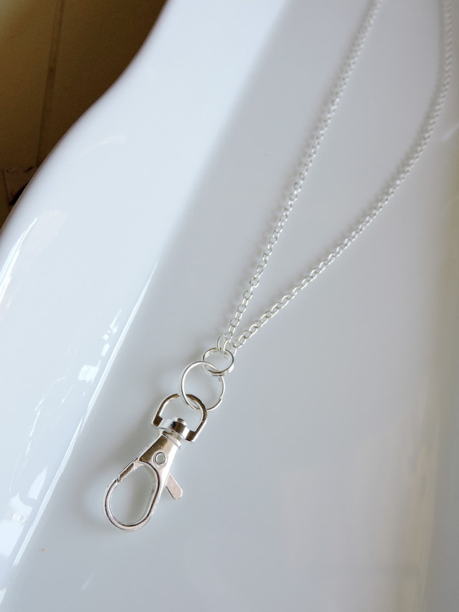 Silver ID Badge Holder Silver Chain Lanyard Chain Id Badge | Etsy