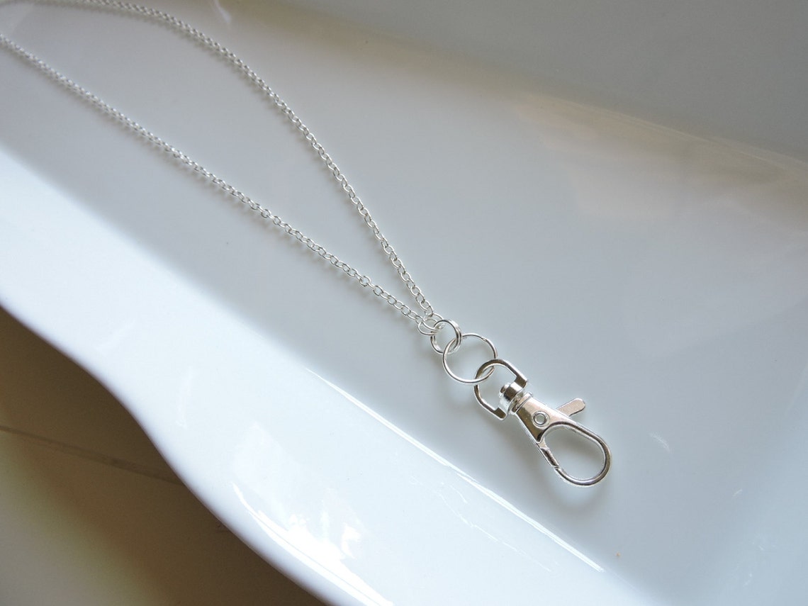 Silver ID Badge Holder Silver Chain Lanyard Chain Id Badge | Etsy