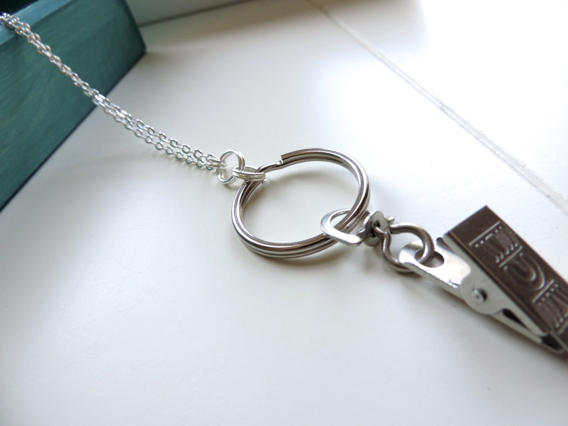 Silver ID Badge Holder Silver Chain Lanyard Chain Id Badge - Etsy